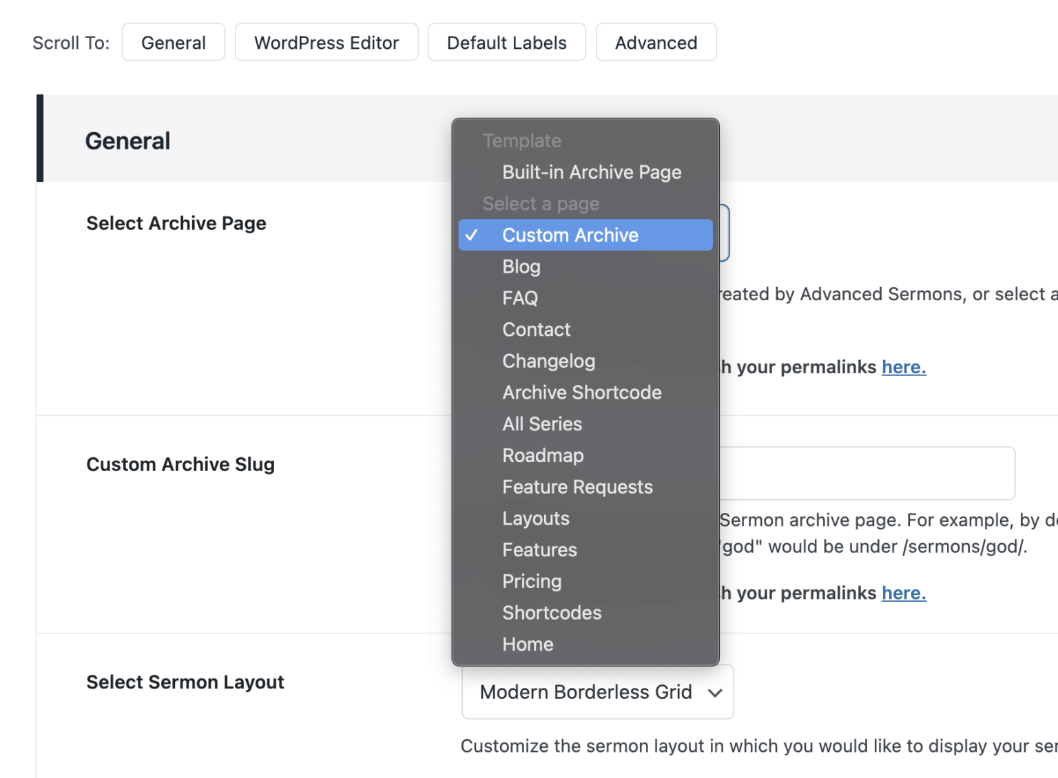 Custom Archive Template - Advanced Sermons